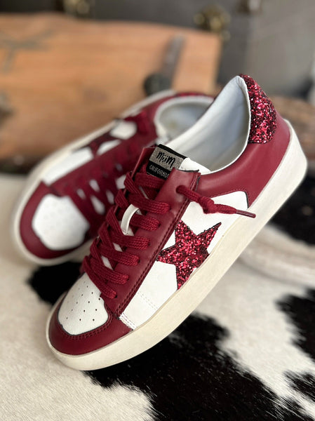 Maroon Candace Star Sneaker | Gussied Up Online Boutique – gussied up ...