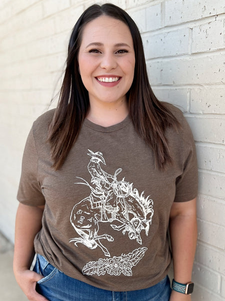 PLUS Sterling Kreek Buckin Bronc Brown Tee I Gussied Up Online ...