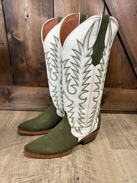 Tanner Mark Women's Army Suede & White Boots I Gussied Up Online ...