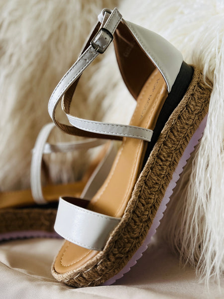 Top Moda White Candide Platform Wedge Sandal | Gussieduponline ...