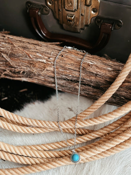 Turquoise Round Stone Pendant Necklace – gussied up online