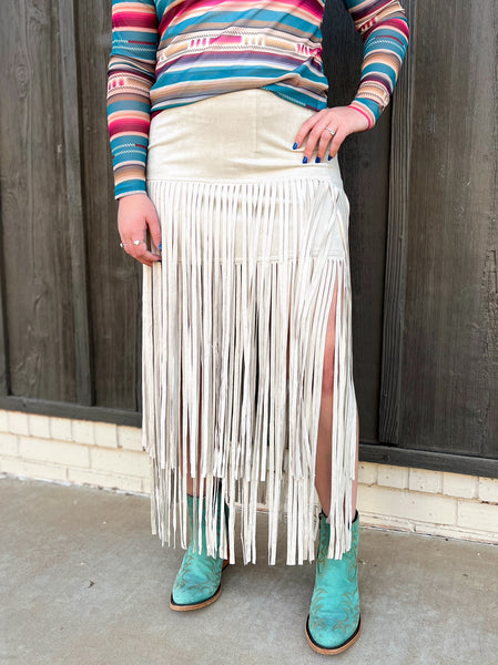 Rodeo Queen Suede Fringe Skirt Beige I Gussied Up Online Boutique ...