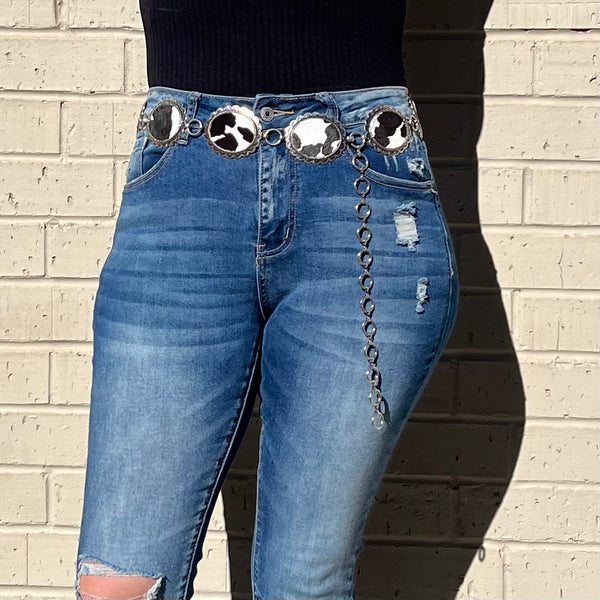 Chain Link Black And White Belt gussieduponline – gussied up online